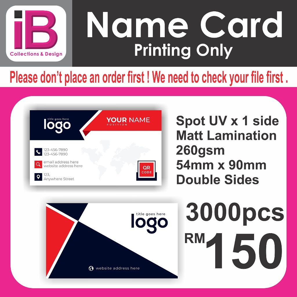 Name Card/Business Card / Art Card with Matt Lamination + Spot UV ...