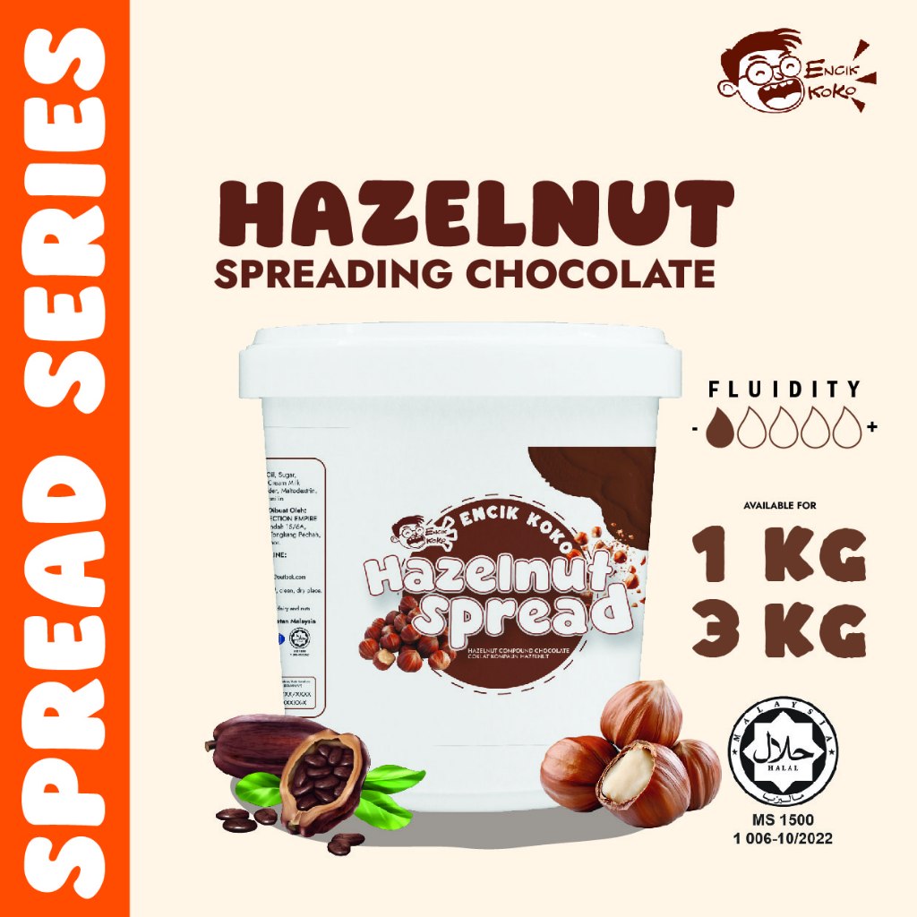 [NEW] HAZELNUT SPREAD CHOCOLATE / LESS SWEET / SPREADABLE (1KG/3KG ...