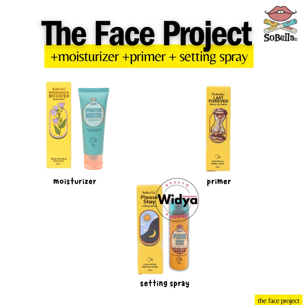 SOBELLA The Face Project moisturizer primer setting spray mekap asas ...
