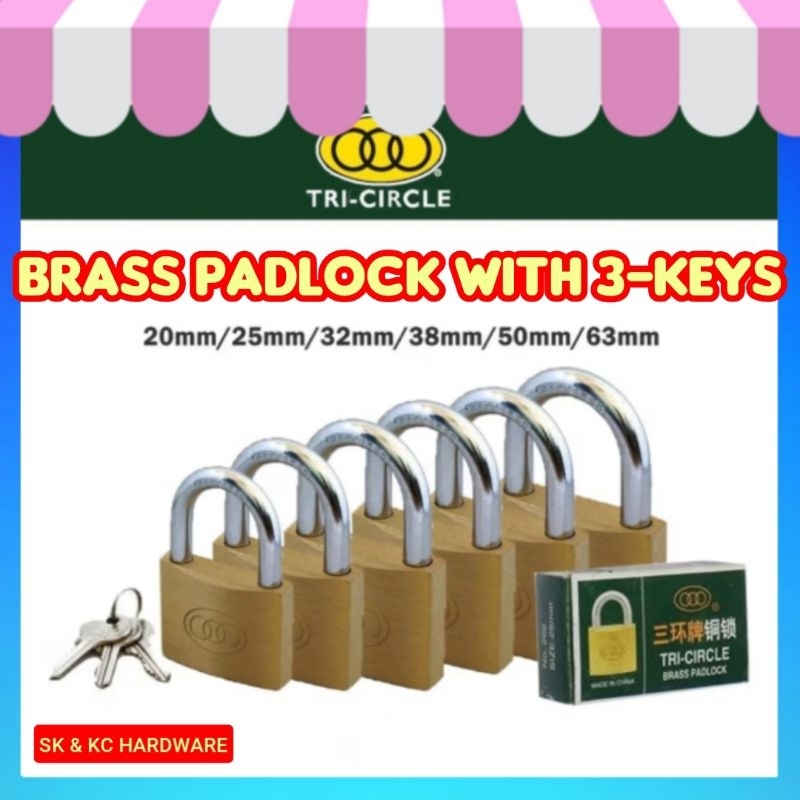 Copper Brass Padlock / Security Lock / Kunci Gembok / Small Lock For Luggage /Brand Tri-Circle ...