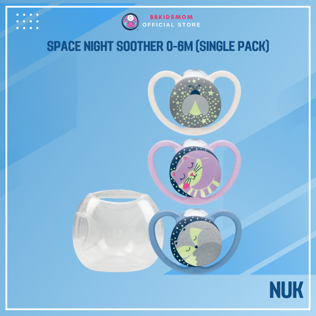 NUK Space Night Glow in the Dark Baby Silicone Soother Pacifier 0-6 ...