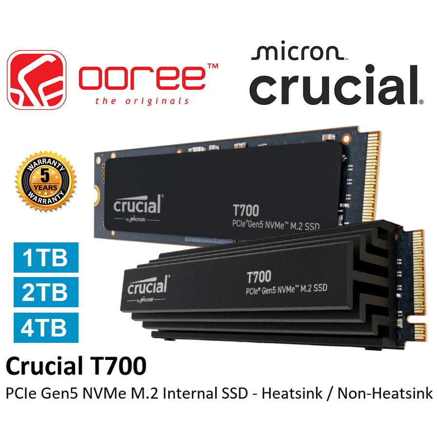 CRUCIAL INT SSD T700 PCIE GEN 5.0x4 NVME M.2 2280 SOLID STATE DRIVE ...