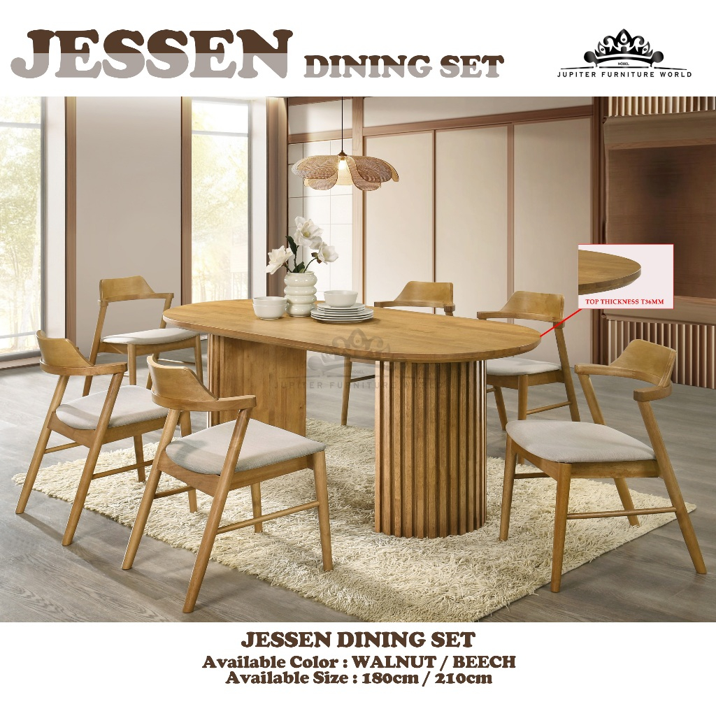 [JFW JESSEN DINING SET]- SOLID WOOD TABLE /MUJI DINING TABLE /MEJA ...