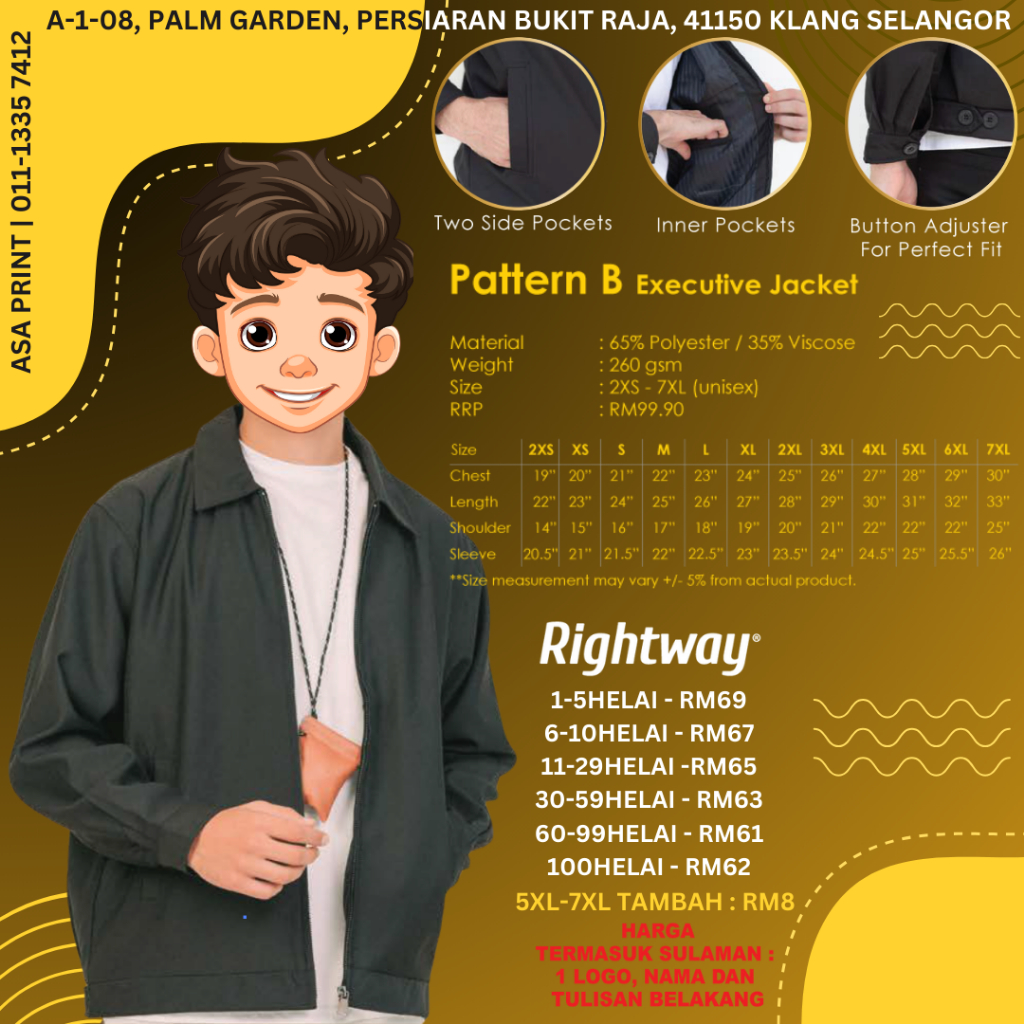PREMIUM QUALITY RIGHTWAY JAKET KORPORAT + SULAM EMBROIDERY / EXECUTIVE ...