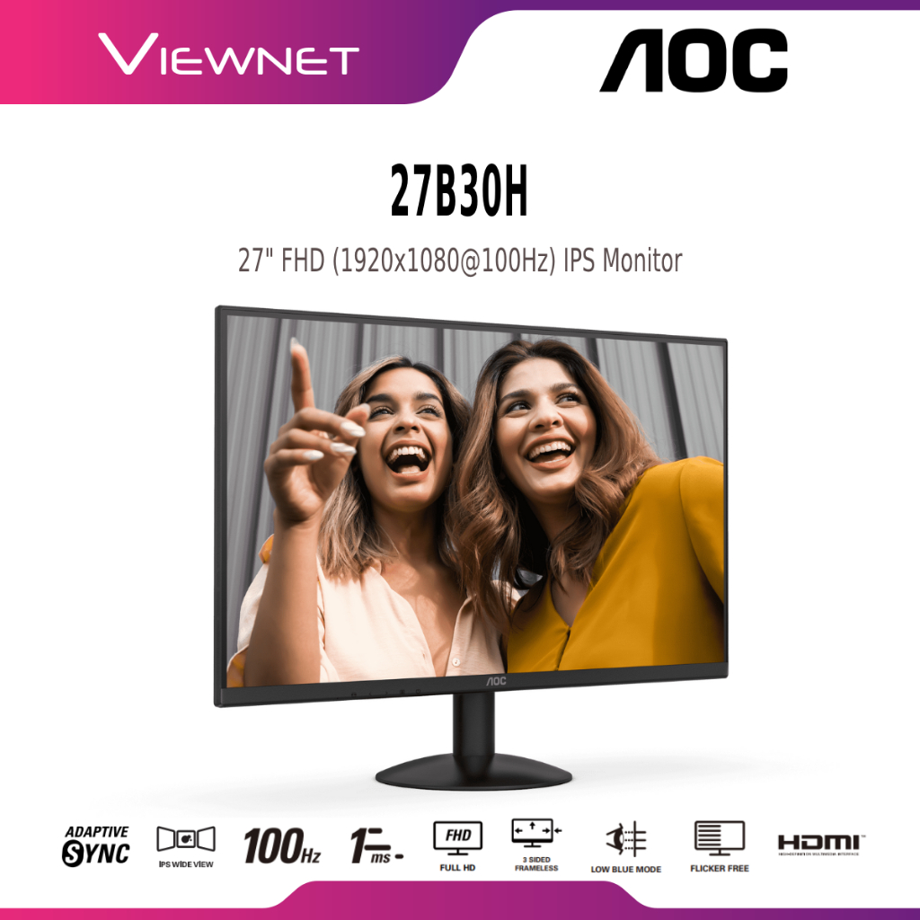 AOC 27" 27B30H FULL HD (1920x1080 @100HZ) LCD IPS PANEL MONITOR (1MS ...