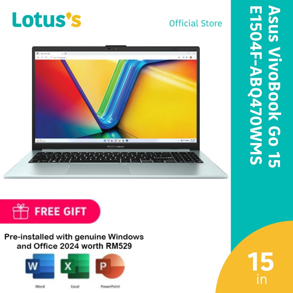 Asus VivoBook Go 15 E1504F-ABQ470WMS Laptop Grey Green (R5-7520U,16GB ...