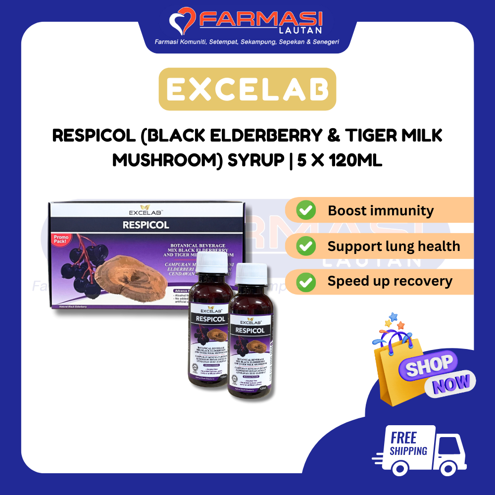 Excelab Respicol Syrup 120mL (Tiger Milk Mushroom & Elderberry ...