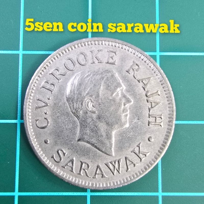 (B32) duit syiling lima sen rajah sarawak duit syiling lama barang lama ...