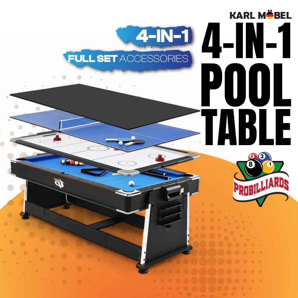 Pool Table 4 in 1 Meja Pool American billiard Snooker set air hockey ...