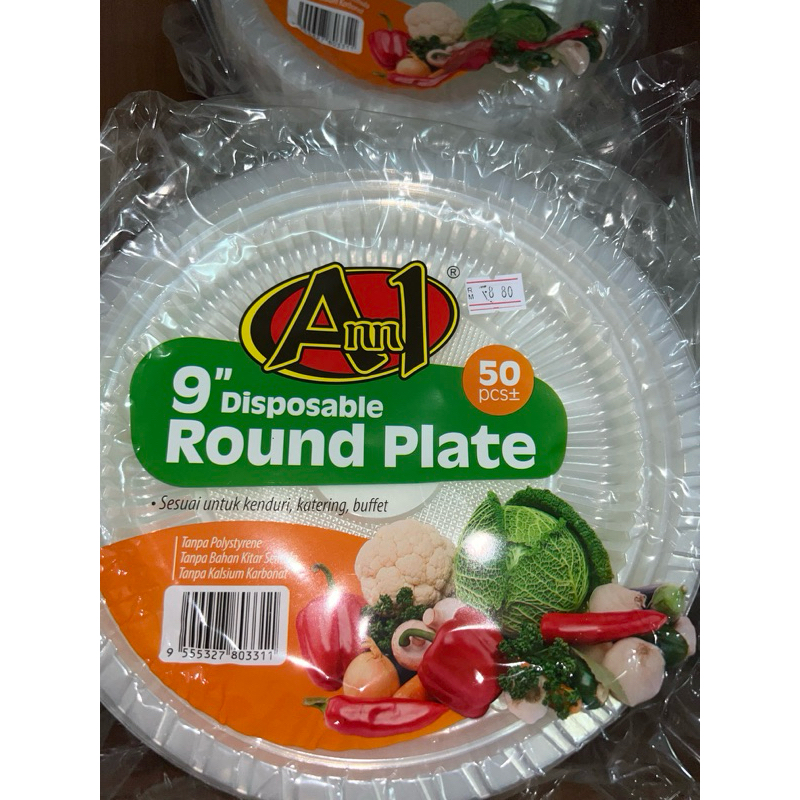 pinggan polisterin ( lutsinar ) 50 pcs set size 9” jenama Ann1 | Shopee ...