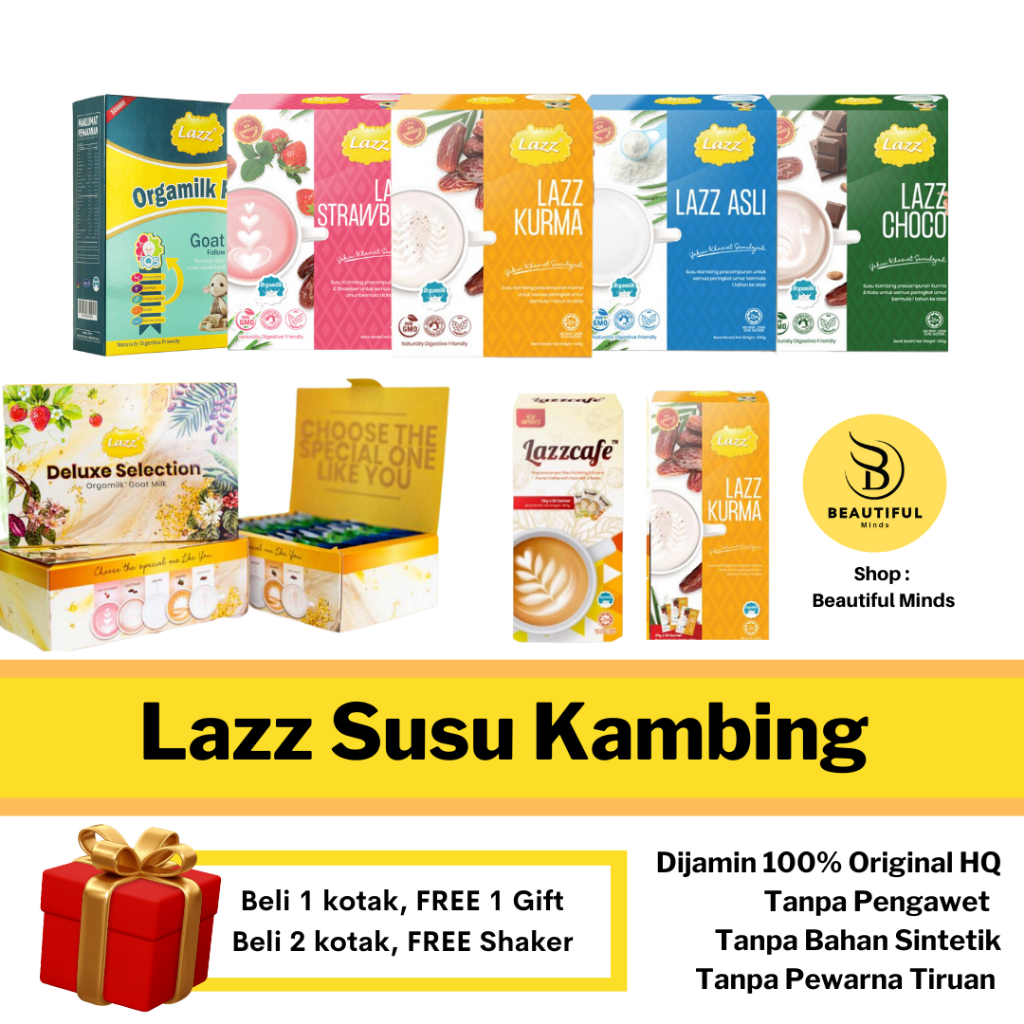 LAZZ Susu Kambing 100% Original HQ | Kurma, Asli, Choco, Strawberi, Cafe, Orgamilk Plus | Goat ...