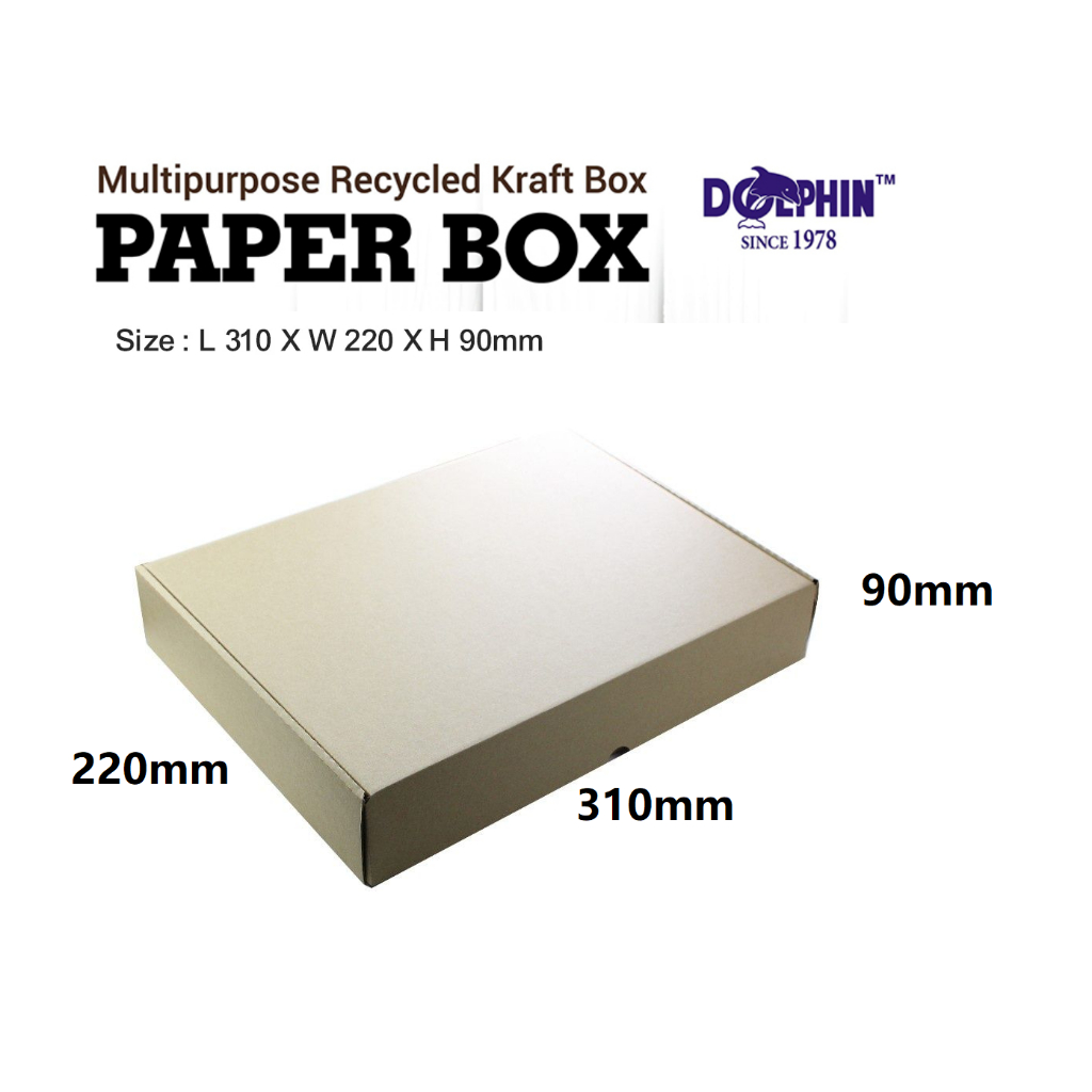 Dolphin Recycled Carton Box / Kraft Box Size (L310 x W220 x H90mm) DOL ...