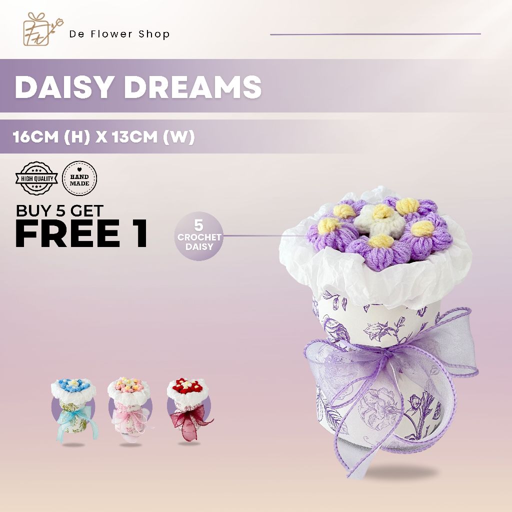 Crochet Mini Daisy Flower Bouquet 6 stalk mini daisy Daisy Dreams ...