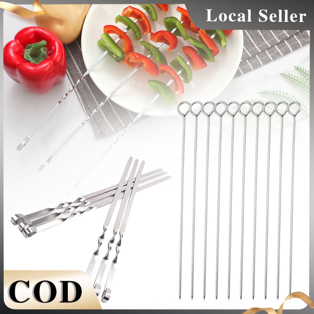 Halal Rust-Proof BBQ Skewers 38CM Stainless Steel 10PCS Set Reusable ...