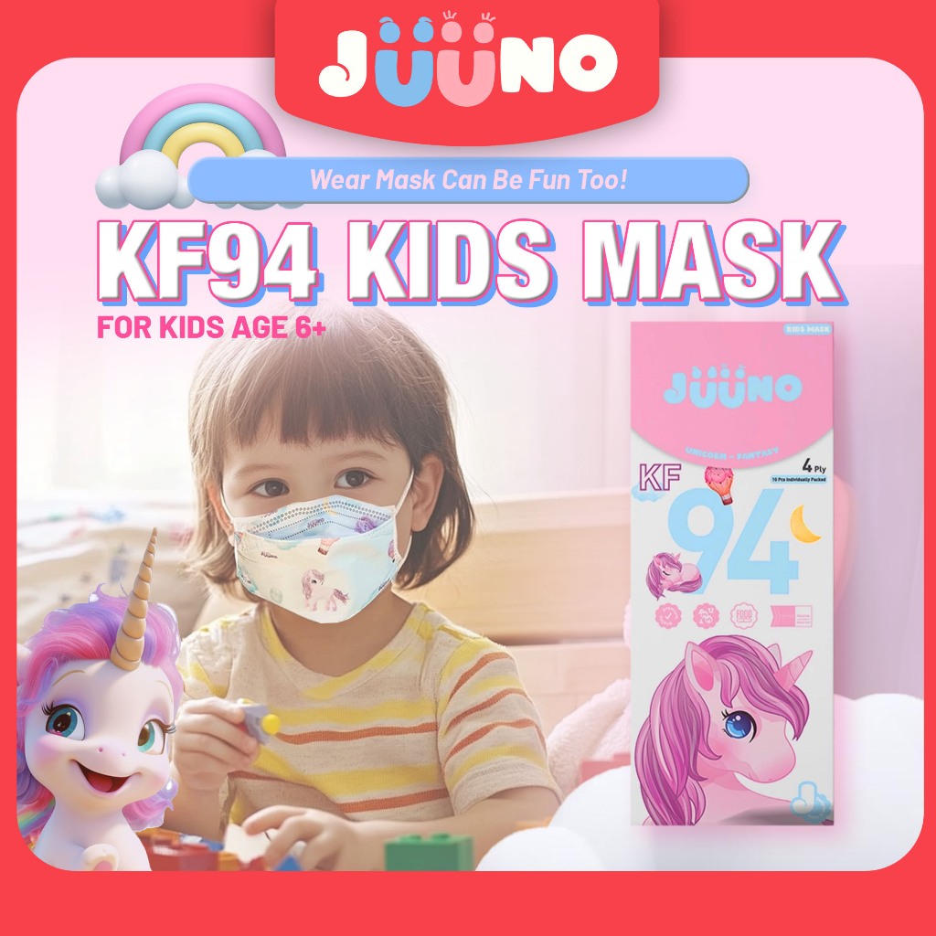 JUUNO Kids Mask KF94 4 Ply 3D Protective Mask - Unicorn Collection - Fantasy (10 Pcs) | Shopee ...