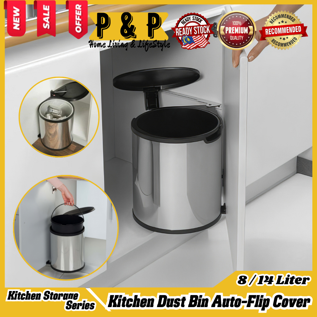 AXE™ 8 / 14 Liter Built-In Waste Bin With Stainless Steel Casing ...