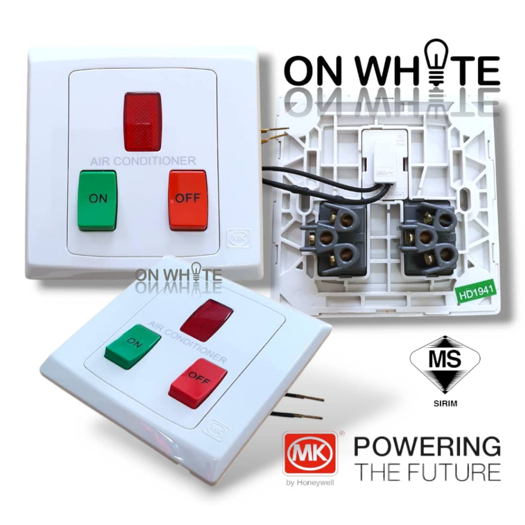 100% ORIGINAL MK S8883P Aircond Switch 2 gang 10A 2 way SP RED/GREEN ...