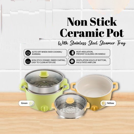 2.0L Multifunctional Non Stick Ceramic Cook Pot with Stainless Steel ...