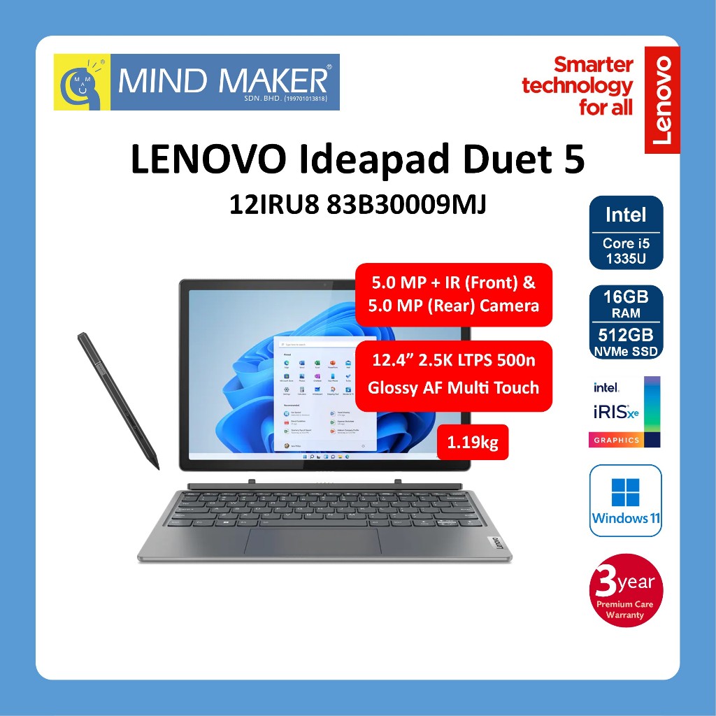 Lenovo ideapad Duet 5 12IRU8 83B30009MJ 12.5" 2.5K LTPS Touch ...