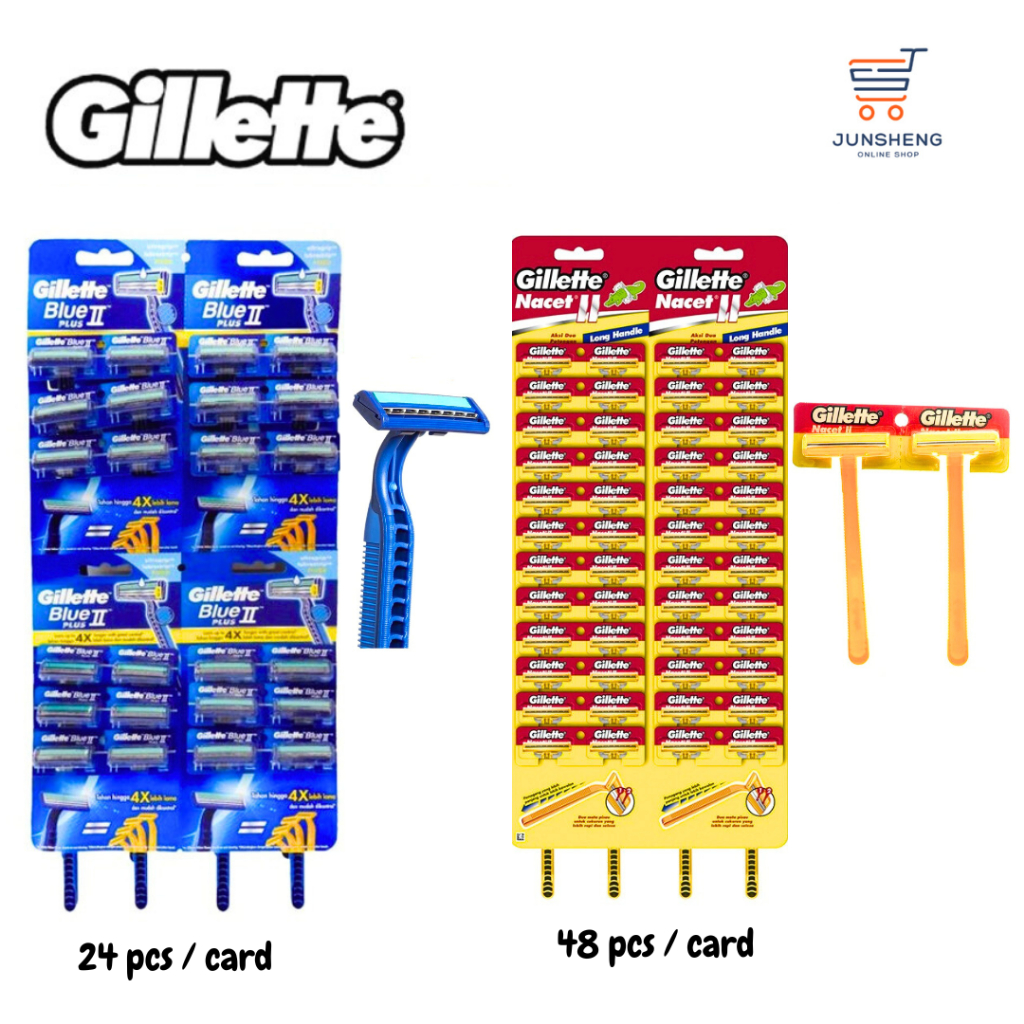 GILLETTE BLUE II PLUS DISPOSABLE (24pcs/CARD) / GILLETTE NACET II ...