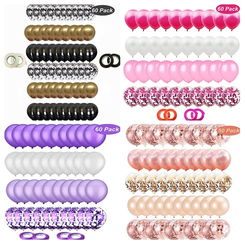 60Pcs set Gold Black Pink Latex Balloons Happy Birthday Wedding Party Decor | Shopee Malaysia