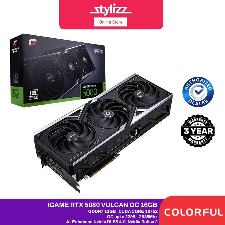 COLORFUL IGAME GEFORCE RTX 5080 VULCAN OC 16GB GDDR7 - LCD DISPLAY ...