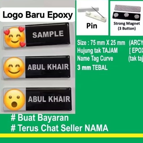 [BERI NAME DI MESEJ@chat] NAME TAG EPOXY GURU SPECIAL MAKE MAGNETIC ...
