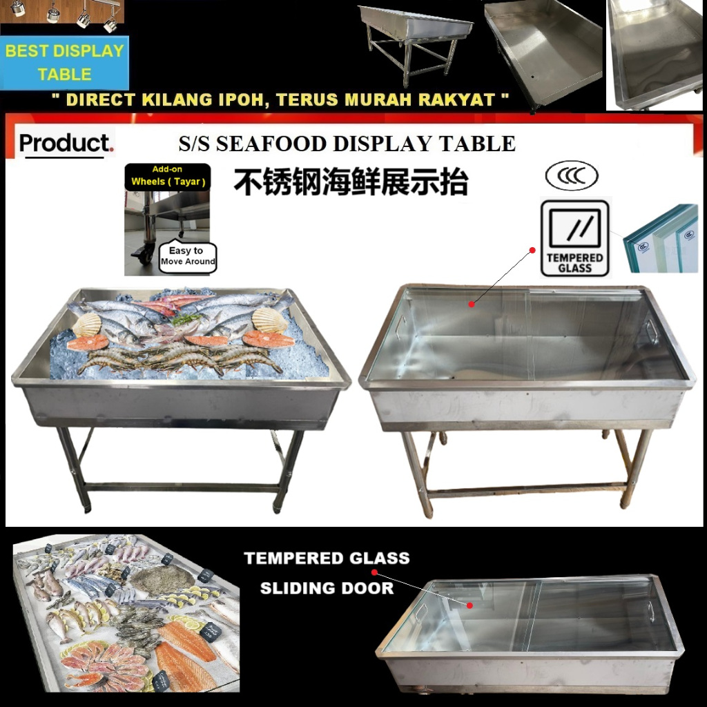 MEJA SEAFOOD DISPLAY IKAN BAKAR/TABLE DISPLAY HASIL LAUT/STAINLESS ...