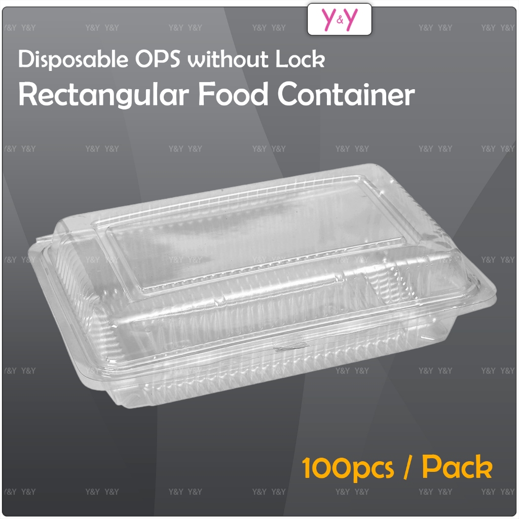 100pcs Disposable Clear OPS Plastic Rectangular Bakery Cake Sushi Food Container without Lock ...