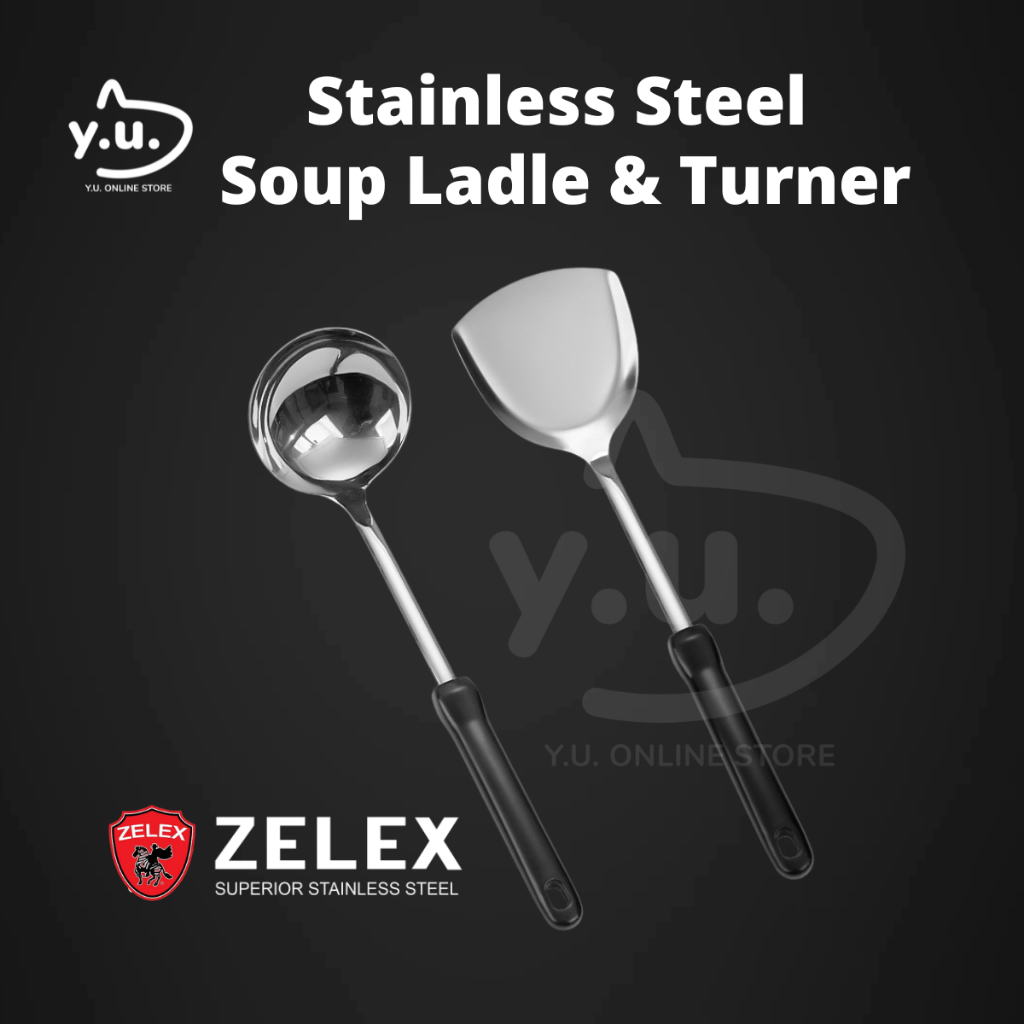 YU Ready Stock Stainless Steel Soup Ladle & Turner Bakelite Handle ...