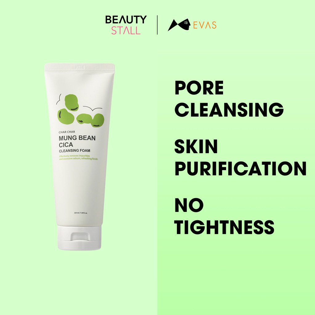 EVAS Char Char Mung Bean Cica Cleansing Foam 220ml | Acne Control ...