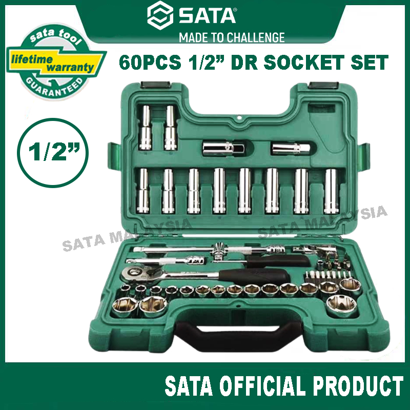 SATA 60 Pcs 1/2" DR Socket Set SATA Tools Set Ratchet Set High Quality ...