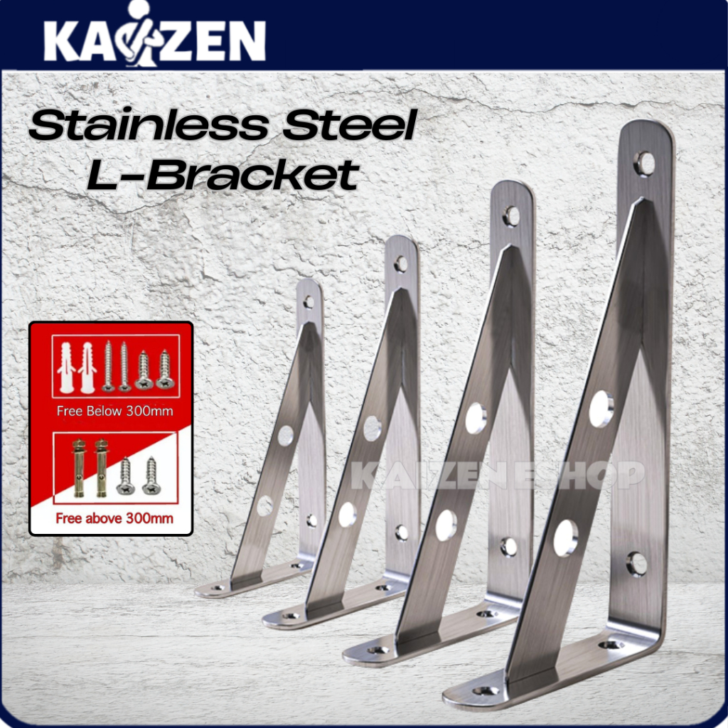 Kaizen Heavy Duty Stainless Steel L-Shaped Wall Shelf Wall Decoration ...