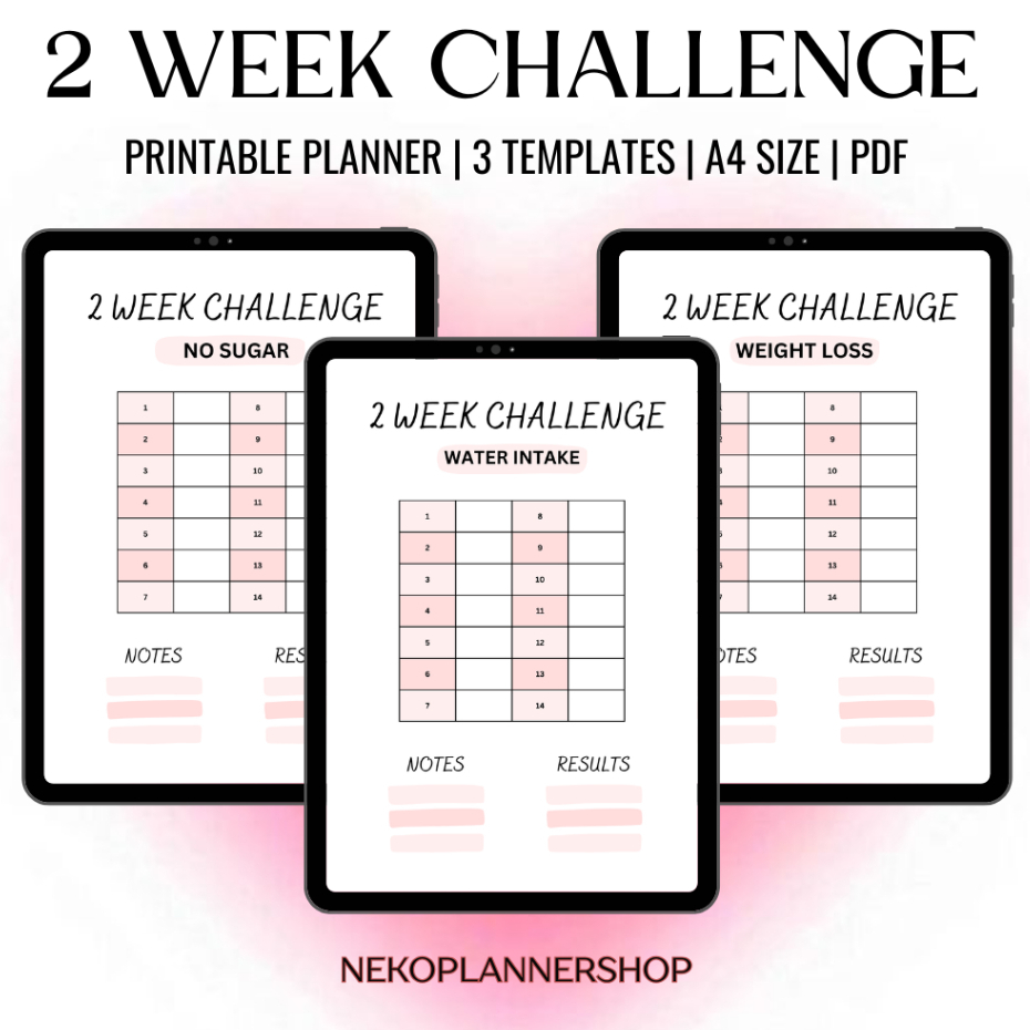 2 WEEK CHALLENGE PRINTABLE PLANNER | DIGITAL DOWNLOAD PDF | 2-WEEK GOAL ...