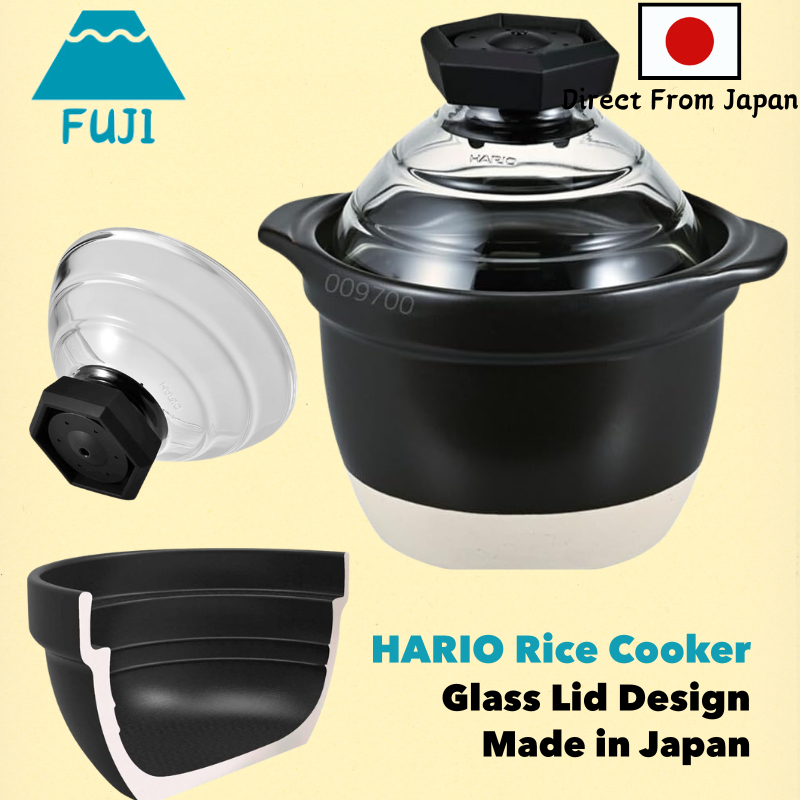 HARIO Rice Cooker with Glass Lid for 1-2 Cups, Heat-Resistant Glass ...