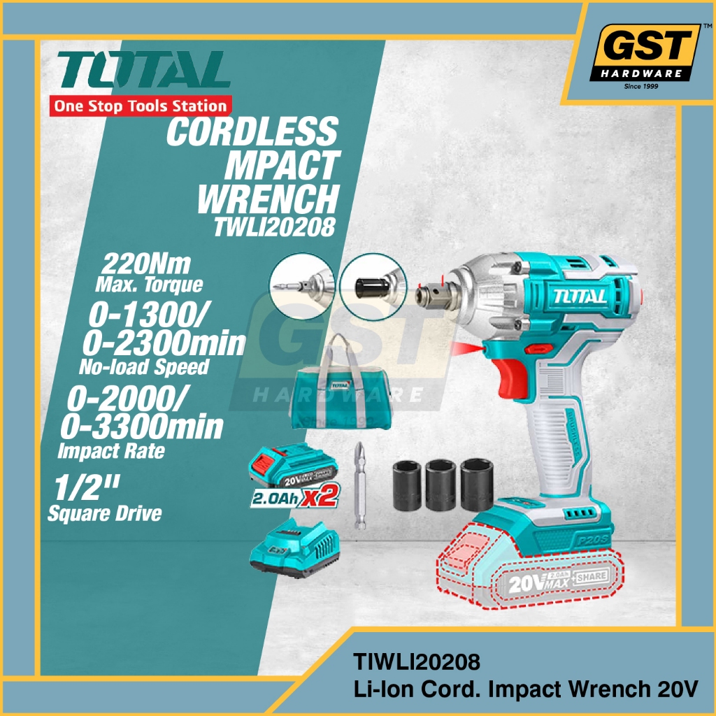 TOTAL P20S Li-ion Impact Driver & Wrench Brushless Total Cordless Total ...