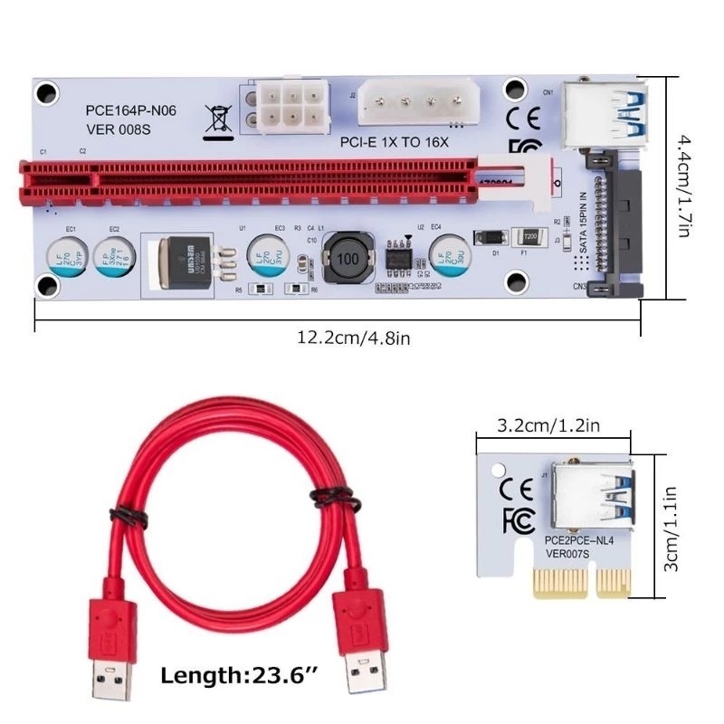 PCE164P-N06 VER008S USB 3.0 PCI-E Express 1x to 16x PCI-E Extender ...