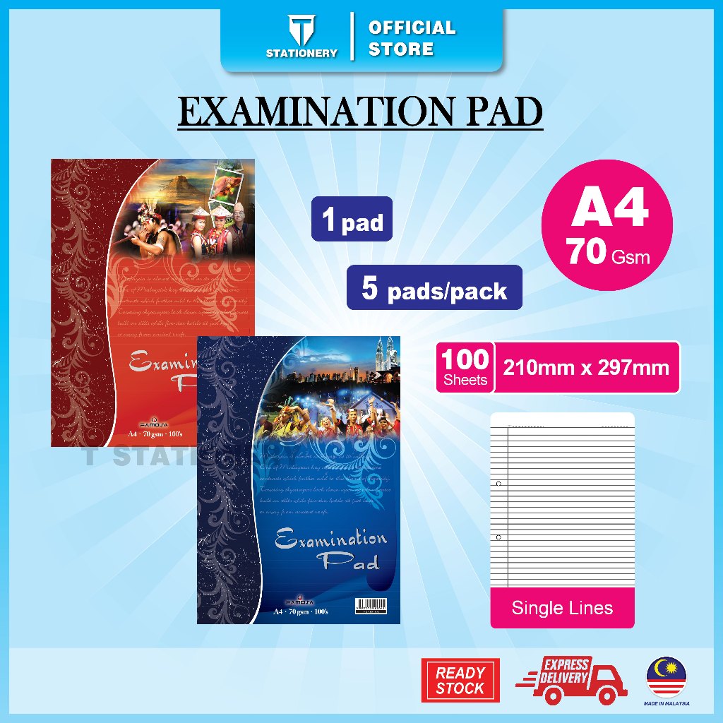 [SIDE OPEN] FAMOSA A4 7.5mm Broad Line Test Pad / Examination Pad ...