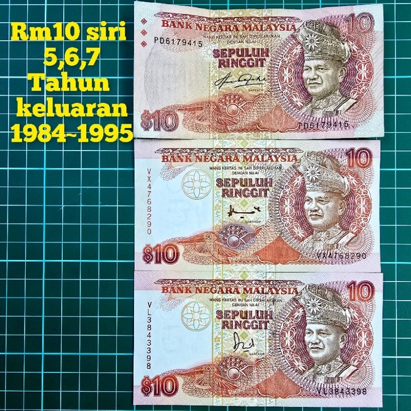 (A8)Rm10 siri 5,6,7 duit kertas lama duit Rm10 lama barang lama barang antik jual duit lama ...