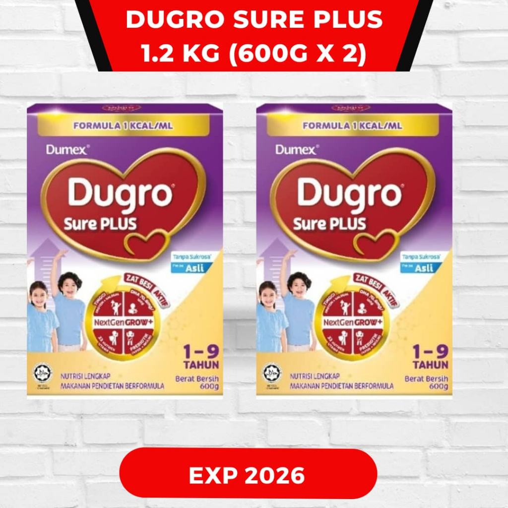 EXP 2026 Dumex DUGRO Sure Plus 1.2kg (600g x 2) 1-9years | Shopee Malaysia