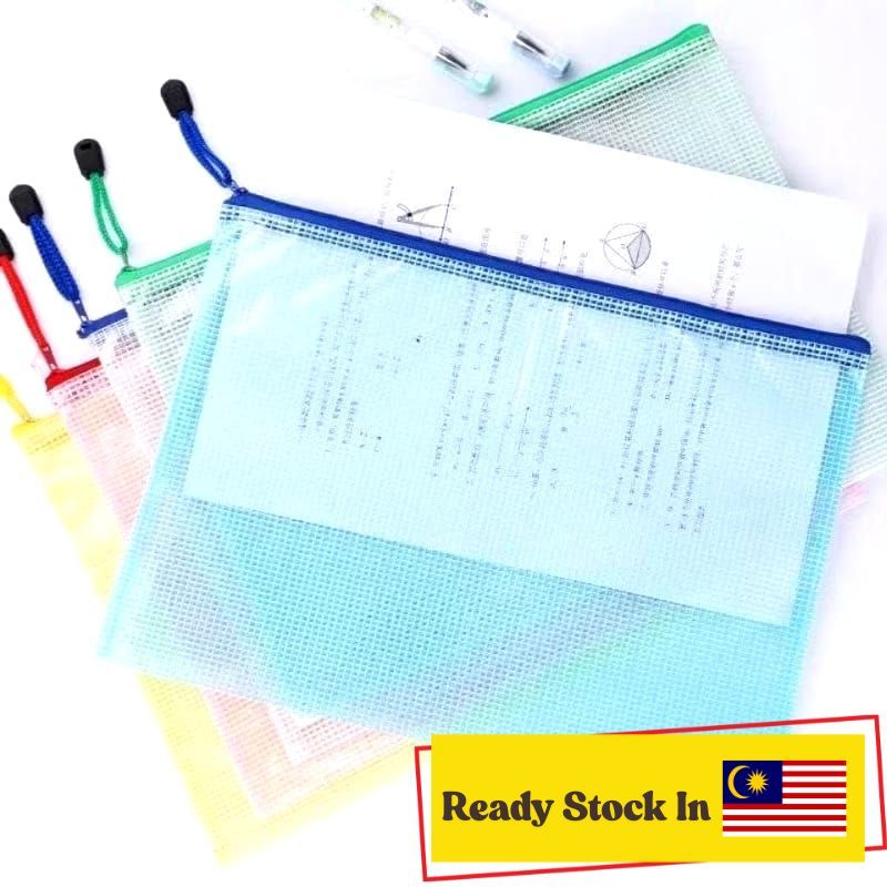 A4 Zip File Transparent Plastic Mesh Net Bag Zip Bag/ Waterproof ...