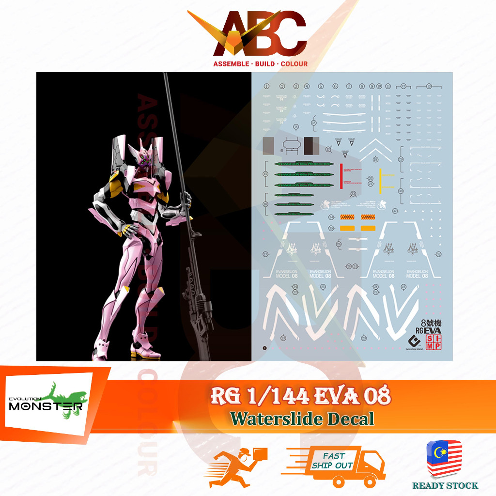 (Evo) Waterslide Decal - RG 1/144 Evangelion Unit-08α (Fluo) EVA 08 Alpha Water EVA08α/EVA-08α ...