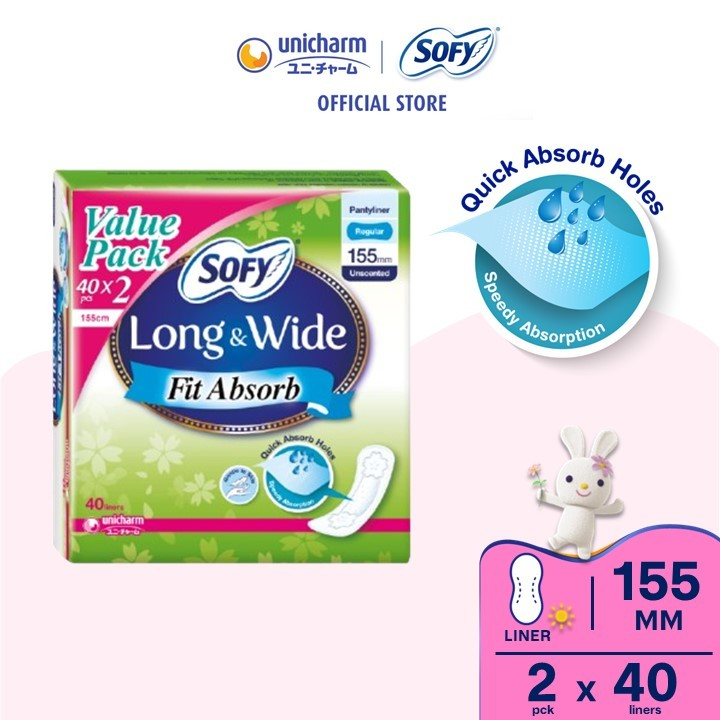 [Bundle of 2] SOFY Pantyliner Long & Wide Absorb 40 Pcs | Shopee Malaysia