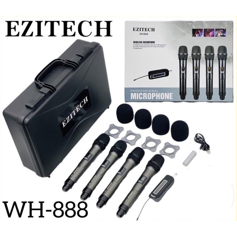 Ezitech WH888 4 Channel UHF Wireless Rechargeable Handheld Mic | Shopee Malaysia