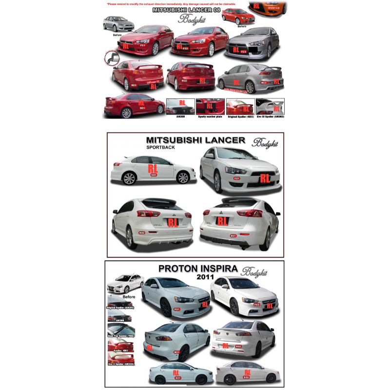 Proton inspira / Mitsubishi Lancer sedan hatchback 2008- RL bodykit ...