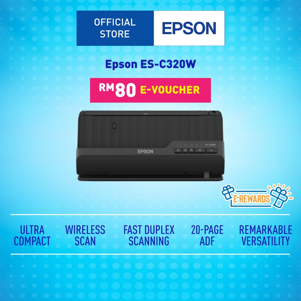 Epson WorkForce ES-C320W Wireless Compact Desktop Document Scanner with ...