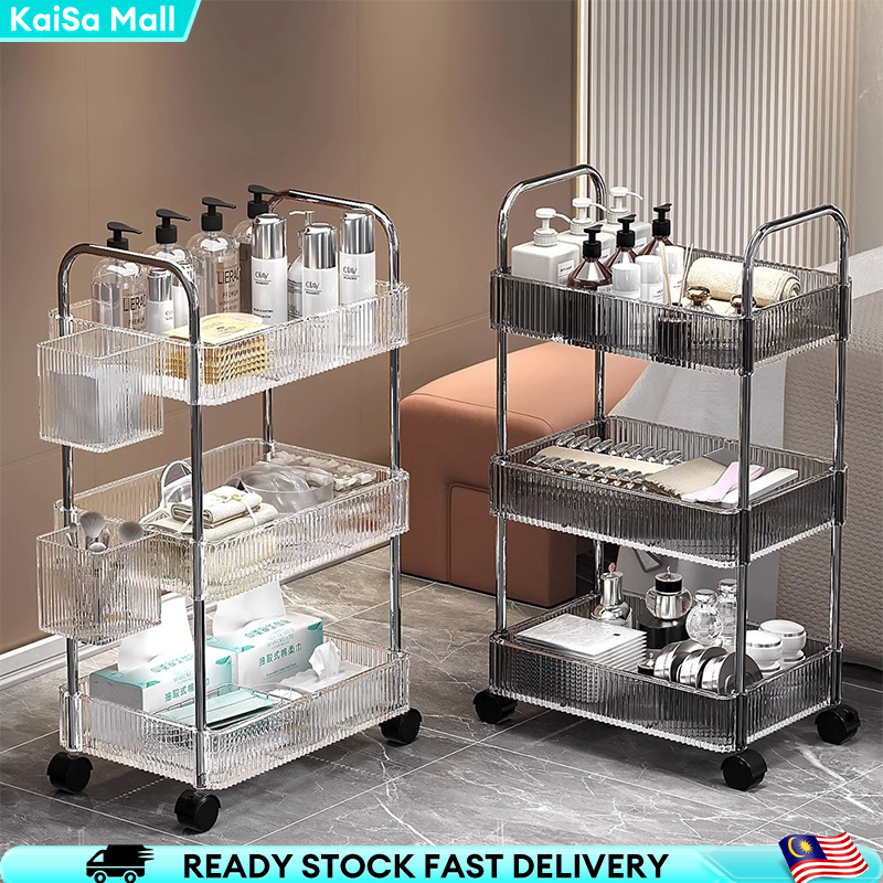 Trolley Rack Transparent Acrylic Trolley Bedroom&Living Room Cosmetics ...