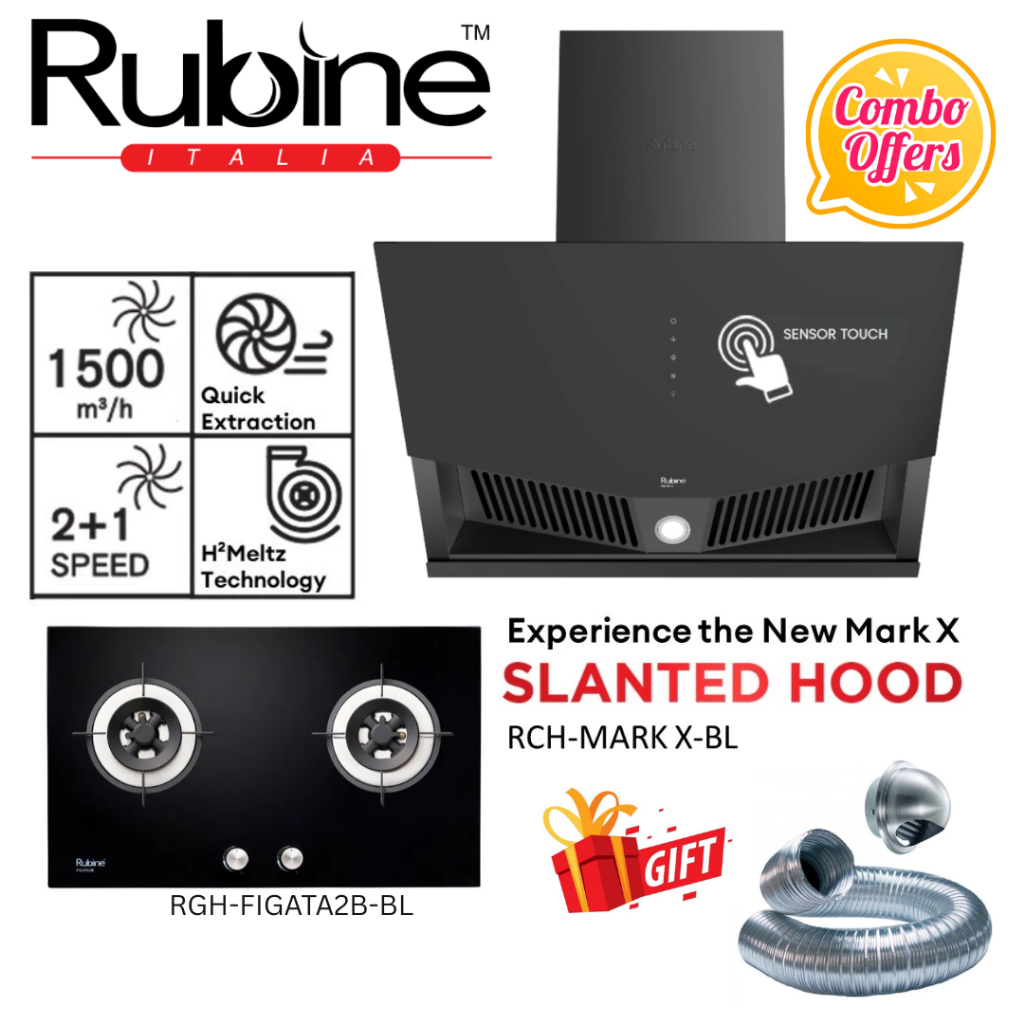 [Free Shipping]Rubine Cooker Hood RCH-MARK X-90BL 1500M3/HR + Rubine ...