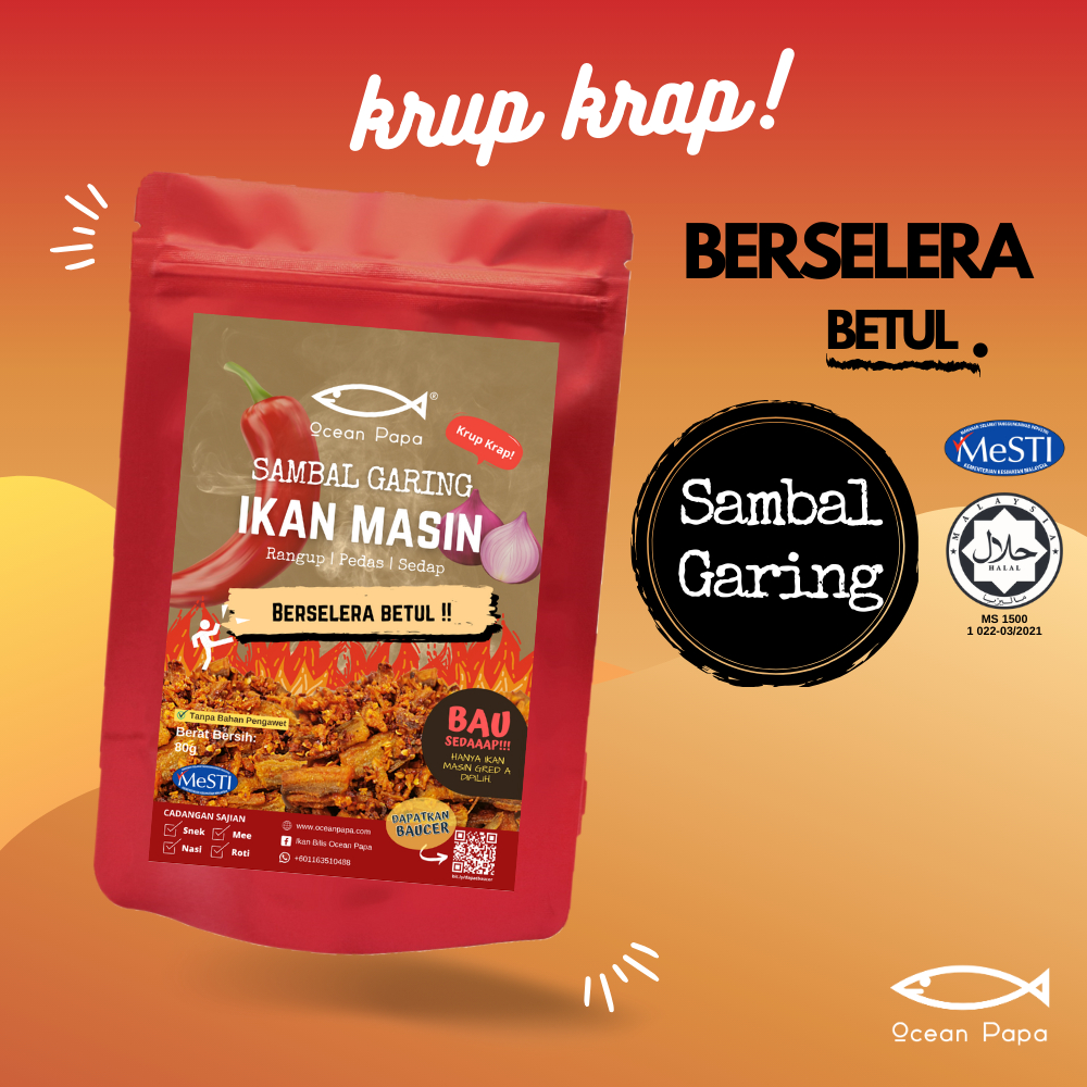 Sambal Garing Ikan Masin Ocean Papa 🐟 (Rangup Crispy HALAL) - 80g ...