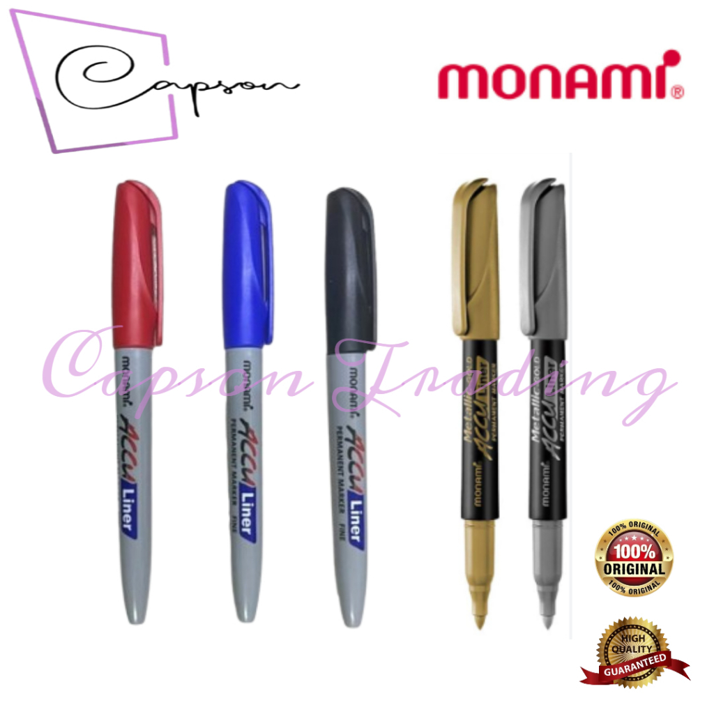 MONAMI Accu Liner Permanent Marker (include silver & gold) | Shopee ...